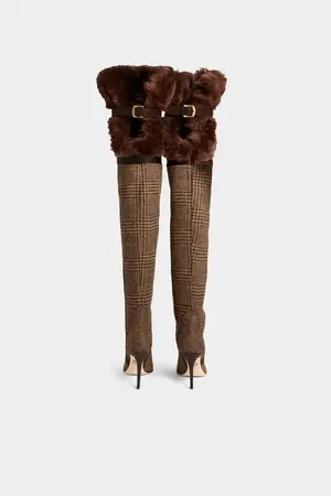 Dsquared2 Checked Thigh-high Stiletto Boots