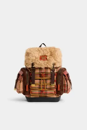 Dsquared2 Checked Wool Cottage Backpack With Faux Fur Flap Fantasy