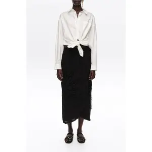 Bimba Y Lola Fringed Sarong Midi Skirt - Black