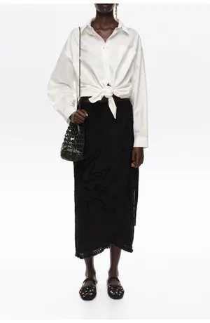 Bimba Y Lola Fringed Sarong Midi Skirt