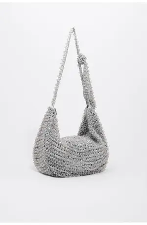 Bimba Y Lola Medium Crochet Beaded Shoulder Bag
