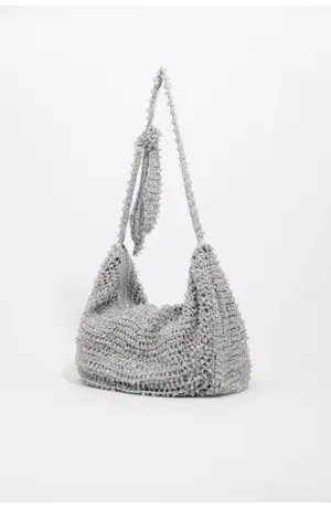 Bimba Y Lola Medium Crochet Beaded Shoulder Bag