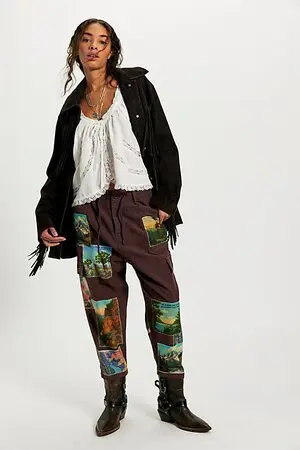 DENIM AND BONE Wildlife Patched Cargo Pants