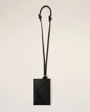 AMI Paris Etienne Strap Taurillon Leather Envelope Card Holder - Black