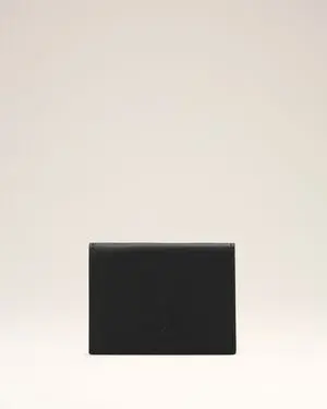 AMI Paris Cowhide Leather Trifold Wallet With De Coeur - Black