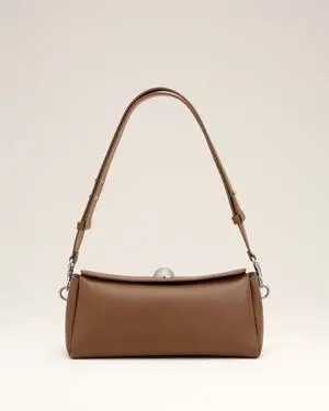 AMI Paris Brown Cow Leather Carrousel Bag Brown