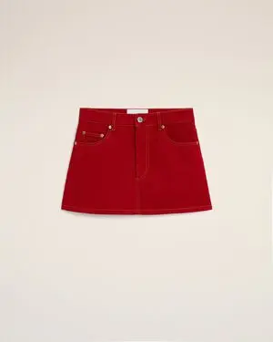 AMI Paris Red Cotton Mini Skirt - Ruby Red