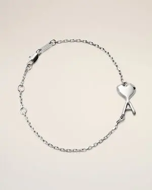 AMI Paris Brass Bracelet With Hammered De Coeur Motif - Silver