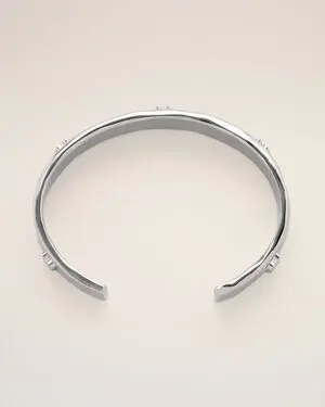 AMI Paris Brass Bracelet With Hammered De Coeur Motif - Silver