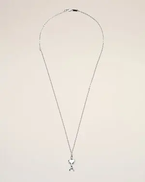 AMI Paris Brass Necklace With De Coeur Charm - Silver