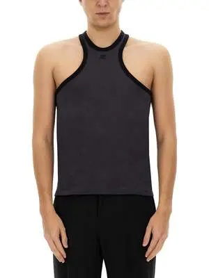 COURREGES Ribbed High Neck Tank Top - Black