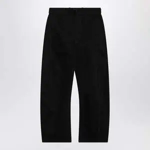 LEMAIRE Cotton Trousers With Belt - Black
