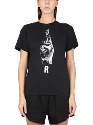 Raf Simons Crewneck T-shirt With Front Logo Print - Black