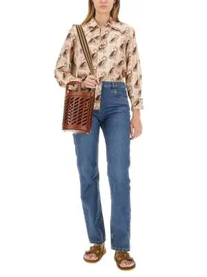 Etro Leather Coffa Bag With Embossed Logo - Multicolor