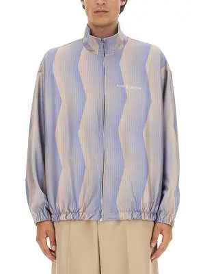 Acne Studios Relaxed Fit Zip Up Jacket With Logo - Multicolor