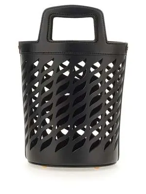 Etro Leather Coffee Bag With Applique And Cut-out Details - Black