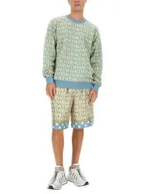 Versace Allover Logo Cotton Jersey