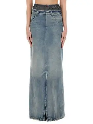 MAISON MARGIELA Long Denim Skirt - Blue
