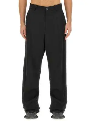 Balenciaga Oversize Wool Trousers - Black