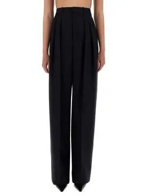 Saint Laurent Wide-leg Grain De Poudre Trousers - Blue