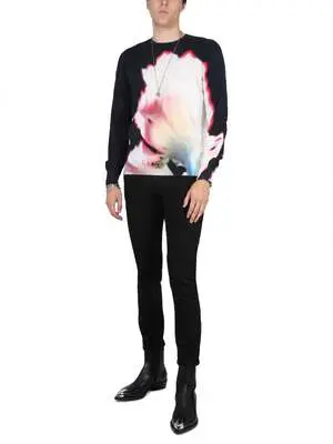 Alexander McQueen Jersey With Solarised Flower Print - Multicolor