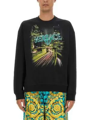 Versace Sweatshirt With Logo Graphic - Black