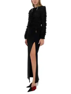 Magda Butrym Long Skirt With High Slit - Black
