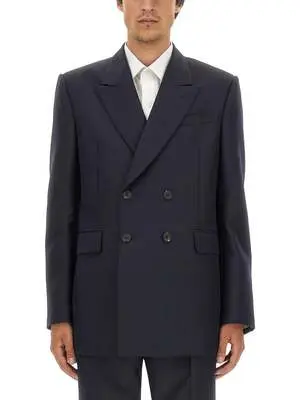 Alexander McQueen Double-breasted Wool Mohair Jacket - Blue