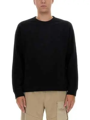 TEN C Crewneck Cotton Sweatshirt With Logo Detail - Black