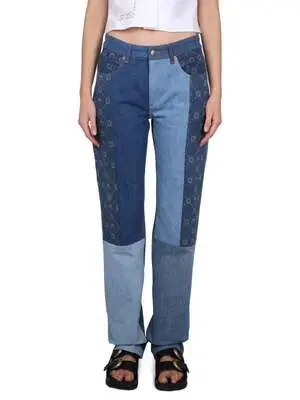 MARINE SERRE Paneled Denim Jeans - Blue