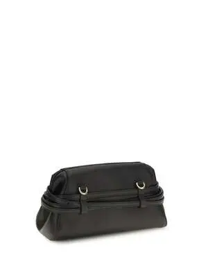 Moschino Belt Detail Clutch In Smooth Leather - Black