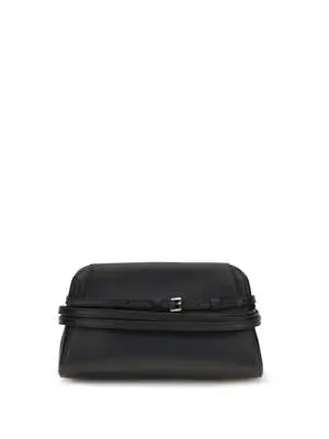 Moschino Belt Detail Clutch In Smooth Leather - Black
