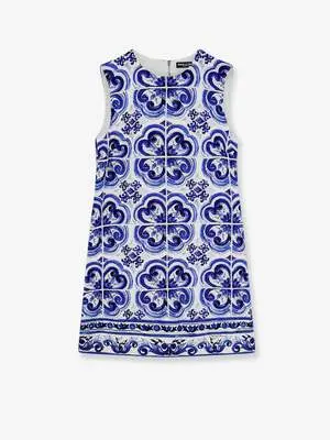 Dolce & Gabbana Cotton And Viscose Dress With Maiolica Print - Multicolor