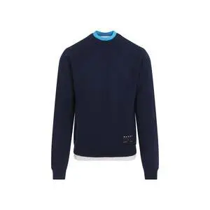 Marni Cashmere Crew Neck Sweater With Contrast Trim - Blue