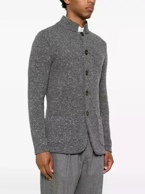 Eleventy Flecked-knit Button-up Cardigan