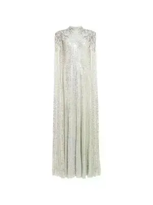 Jenny Packham Dakota Sequin Cape Dress
