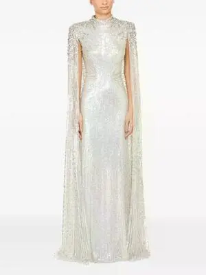 Jenny Packham Dakota Sequin Cape Dress