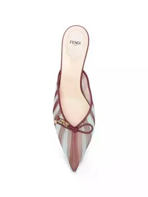Fendi Striped Tulle Pointed Toe Mules