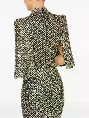 Jenny Packham Maxi Sedona Dress With Mock Neck And 3/4 Sleeves