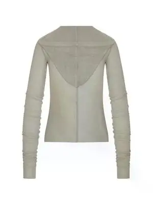Rick Owens Ribbed Knit Integrated Hood Long Sleeve Top