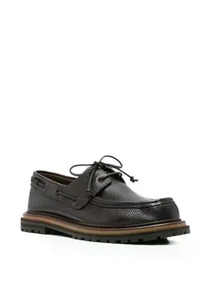 Fendi Lace-up Leather Boat Shoes