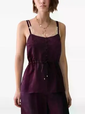 Liu Jo Jacquard Satin Lingerie Top With Decorative Buttons And Adjustable Belt