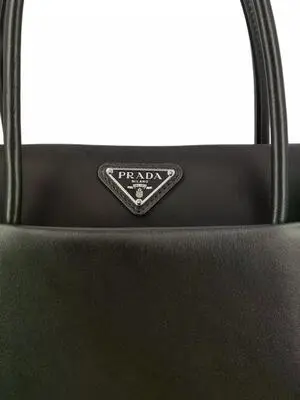 Prada Logo Plaque Leather Shoulder Bag