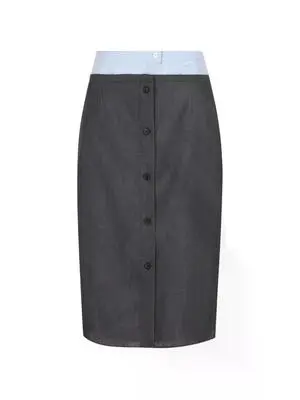 Prada Layered Effect Button-down Midi Skirt