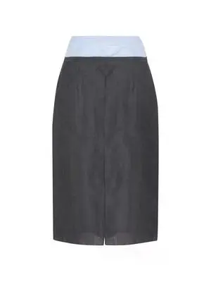 Prada Layered Effect Button-down Midi Skirt