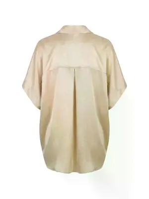 Brunello Cucinelli Monili-chain Detail Short-sleeved Blouse - Neutrals