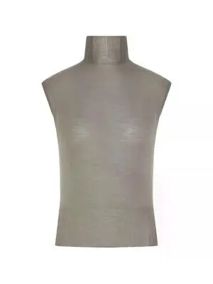 Rick Owens Ribbed Knit Sleeveless Turtleneck Top