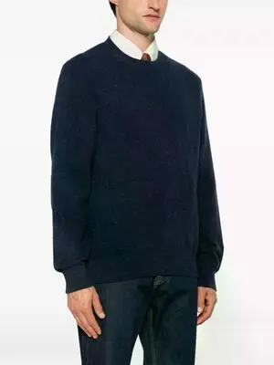 Eleventy Navy Speckled Knit Crew Neck Sweater