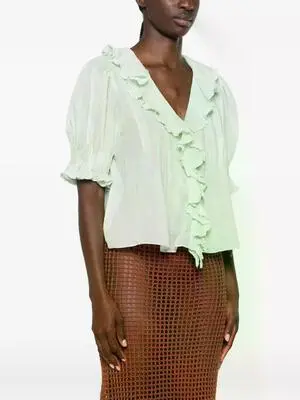DÔEN Henri Ruffled Blouse - Green
