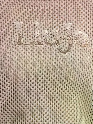 Liu Jo Rhinestone Logo Mesh Knit Sweater